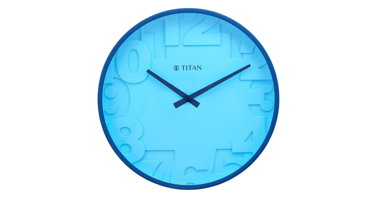 Titan Plastic Contemporary Blue Analog Wall Clock with Overlayed ...